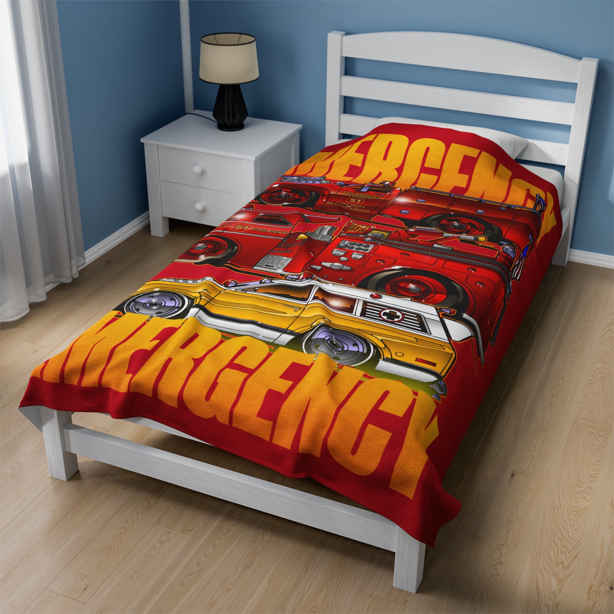EMERGENCY Squad 51 Engine 51 Ambulance Velveteen Plush Blanket 3 Sizes ...
